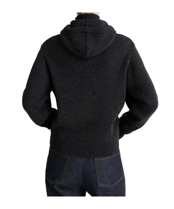 LEMAIRE Ribbed Hooded Sweater With Buttoned Closure