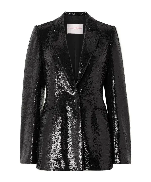 Carolina Herrera Sequined Tulle Blazer - Black