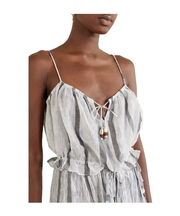 Ulla Johnson Cara Bead-embellished Striped Cotton Cover-up
