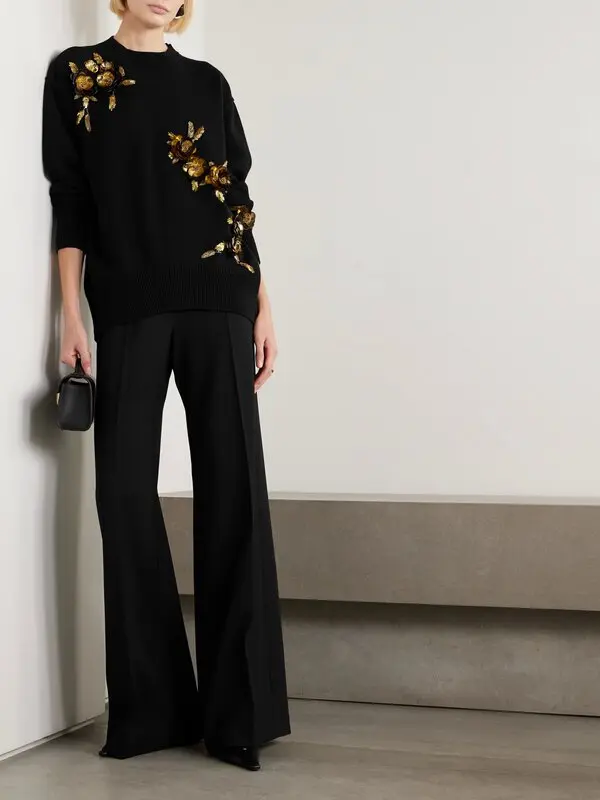 Carolina Herrera Diane Wool Blend Wide-leg Pants