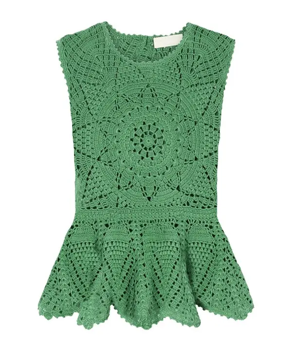 Ulla Johnson Crochet-knit Cotton Top - Green