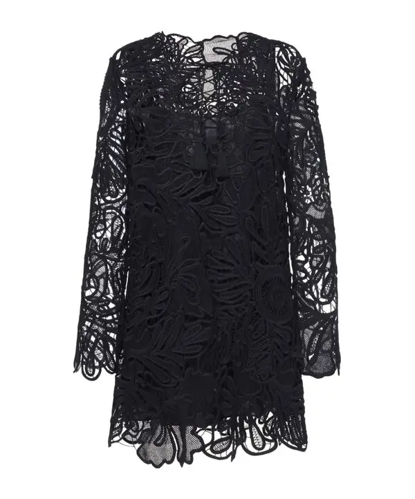 Ulla Johnson Dita Corded Lace Mini Dress - Black