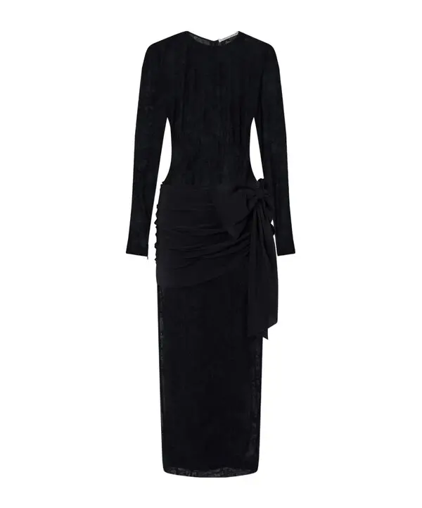 Alessandra Rich Bow-knot Pleated Dress - Black