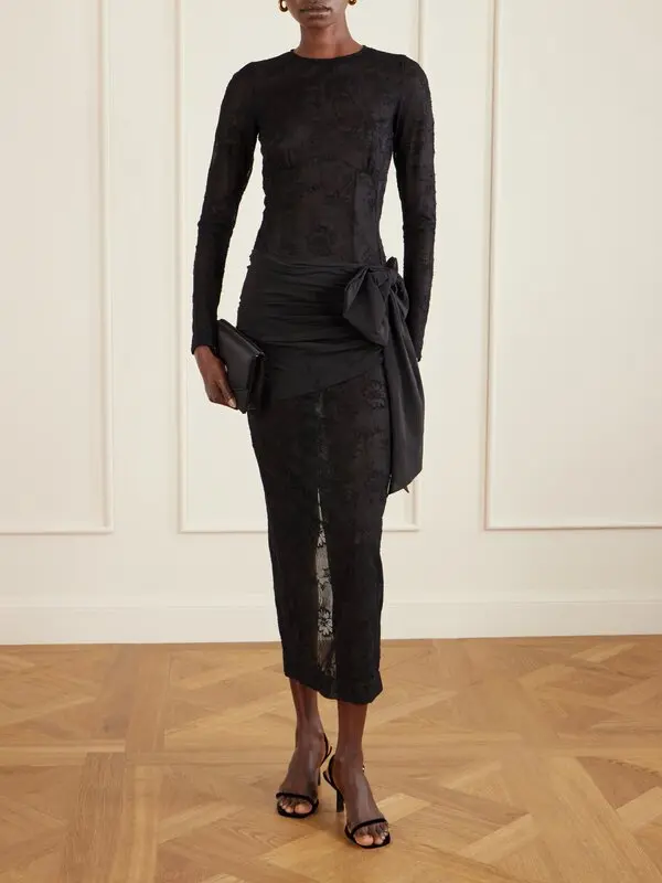 Alessandra Rich Bow-knot Pleated Dress