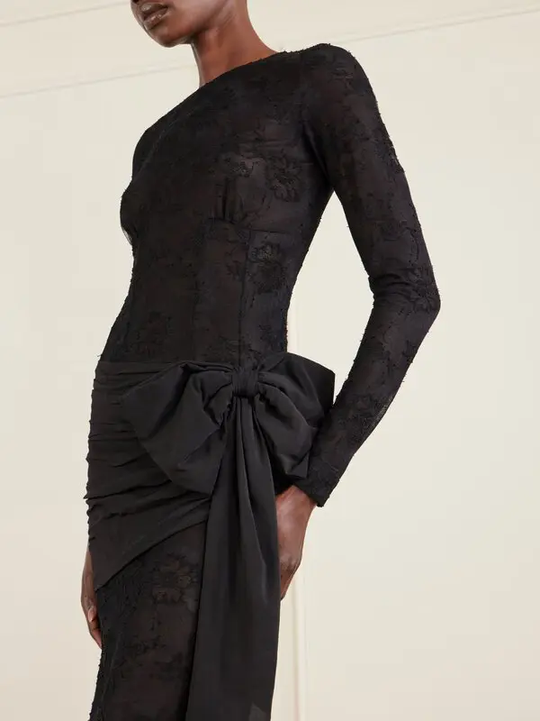 Alessandra Rich Bow-knot Pleated Dress