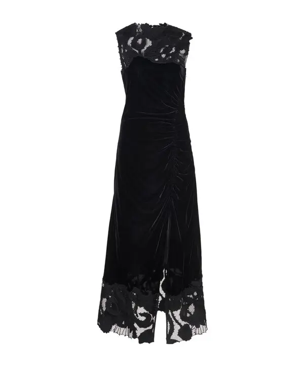Ulla Johnson Rosaria Embroidered Ruched Dress - Black
