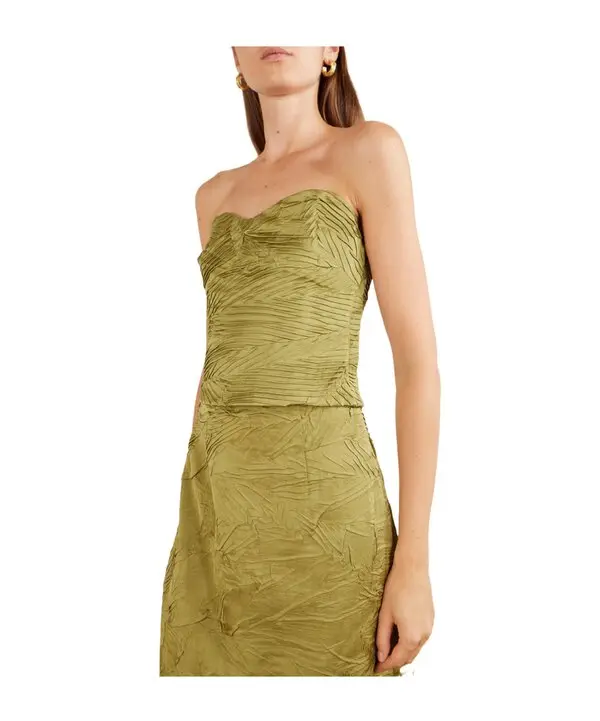 Ulla Johnson Heleen Pleated Satin Bustier Top