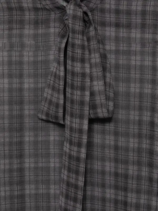 7 For All Mankind Tieneck Plaid Longsleeve Blouse