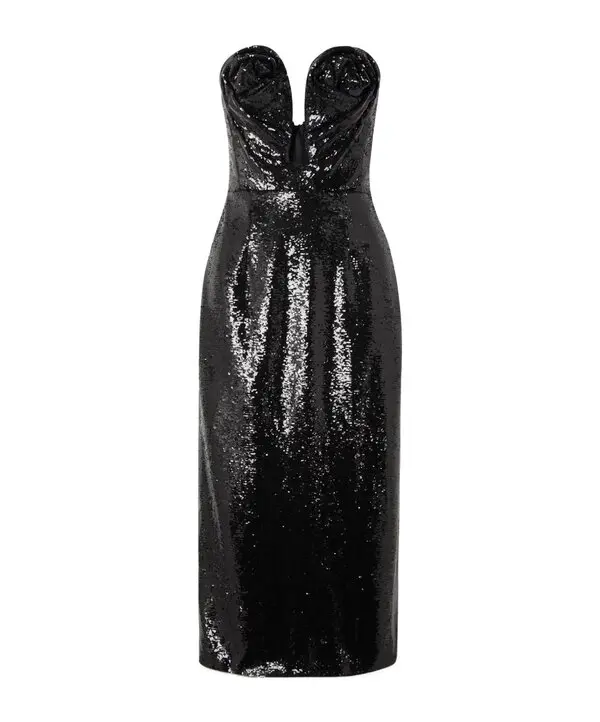 Carolina Herrera Strapless Sequined Dress - Black