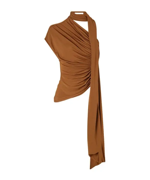 Christopher Esber Vienna Draped Jersey Blouse - Brown