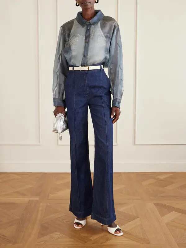 HAIKURE Denim Printed Long Sleeve Shirt