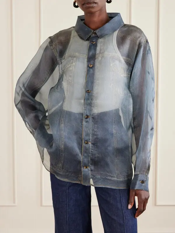 HAIKURE Denim Printed Long Sleeve Shirt