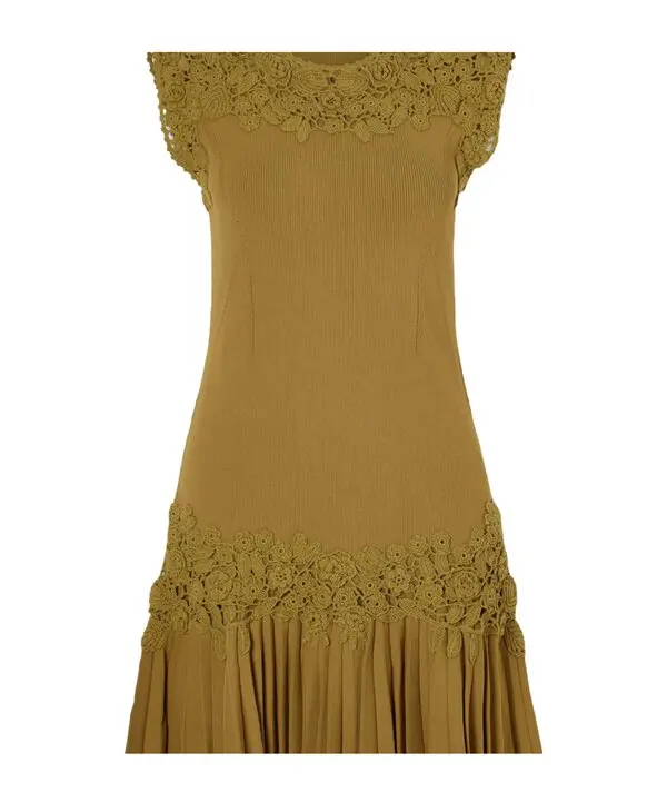 Ulla Johnson Crochet-trimmed Ribbed Mini Dress - Brown