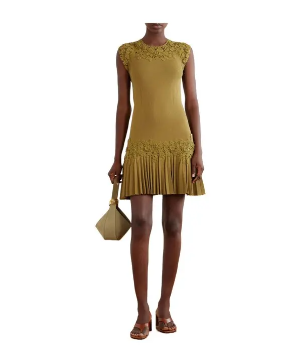 Ulla Johnson Crochet-trimmed Ribbed Mini Dress