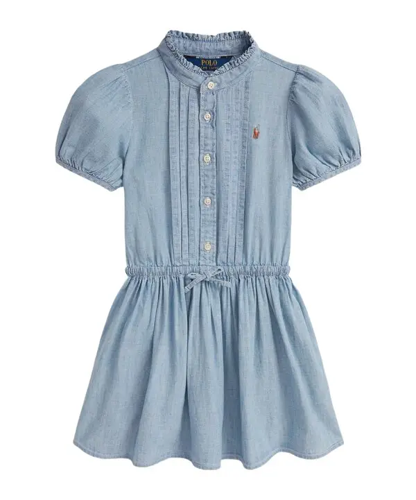 Polo Ralph Lauren Denim Button-up Dress With Ruffled Collar - Blue