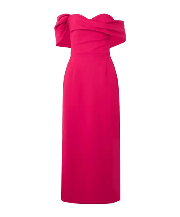 Carolina Herrera Off-the-shoulder Draped Wool Blend Dress - Red