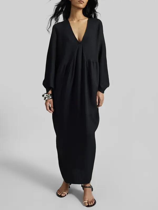 THE FRANKIE SHOP Maxi Dress With V-neck And Draped Detail