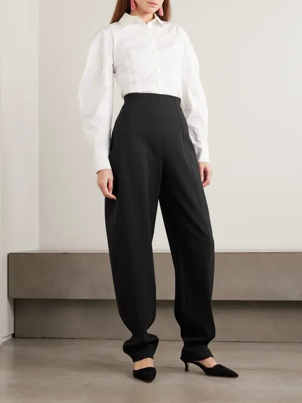 Carolina Herrera Isla Wool-blend Barrel-leg Pants