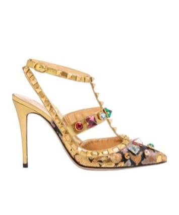 Valentino Garavani Rockstud Embellished Pointed Toe Pumps - Nude