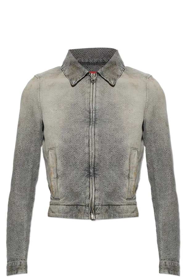DIESEL® De-corb' Cropped Jacket With Herringbone Texture - Grey