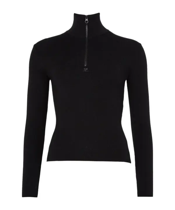COURREGES Zipped Mockneck Sweater - Black