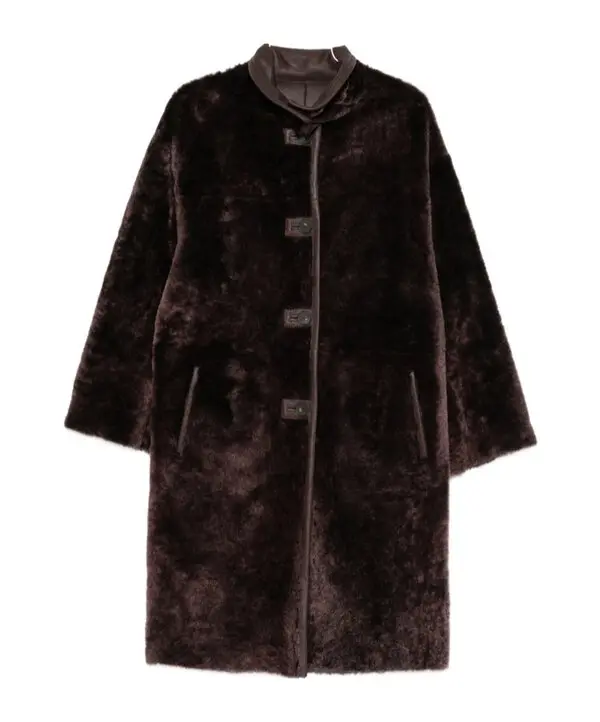 JOSEPH Reversible Shearling High Neck Coat