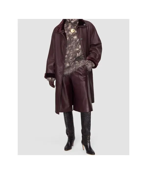 JOSEPH Reversible Shearling High Neck Coat