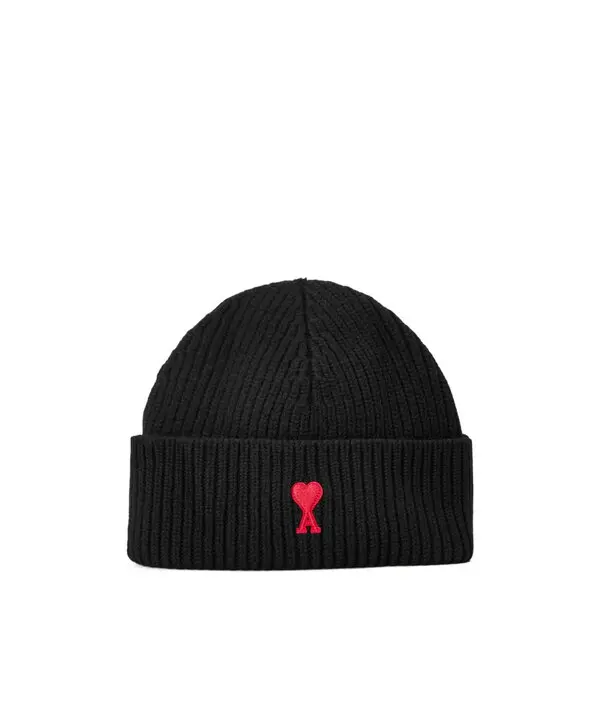 AMI Paris Simple Knitted Cap - Black