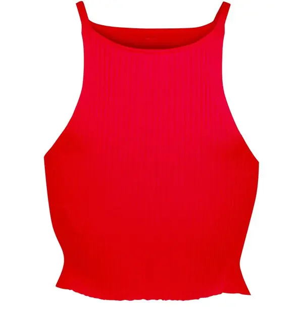 COURREGES Ribbed Cropped Knit Top