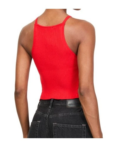 COURREGES Ribbed Cropped Knit Top