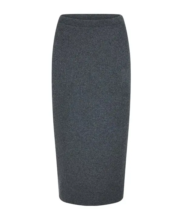 TOM FORD Ribbed Cashmere Midi Skirt - Grey