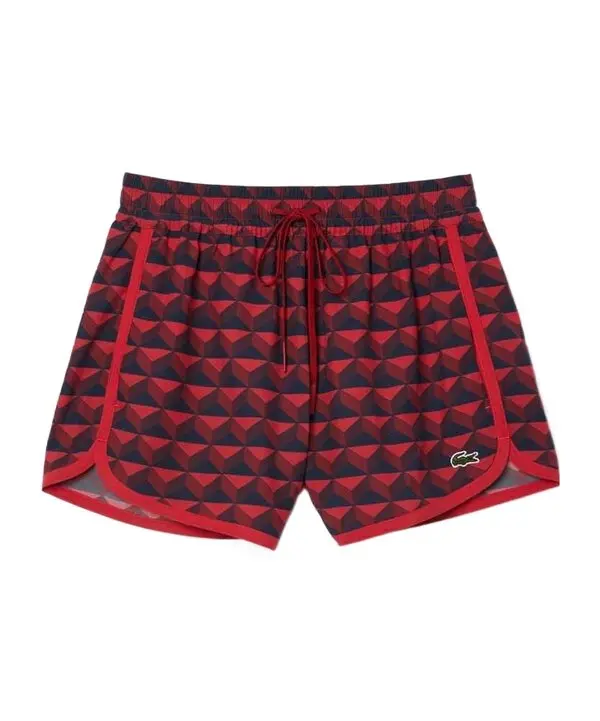 Lacoste Printed Drawstring Shorts - Red