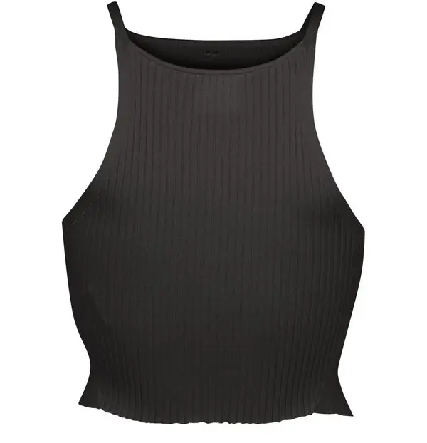 COURREGES Ribbed Knit Top - Black