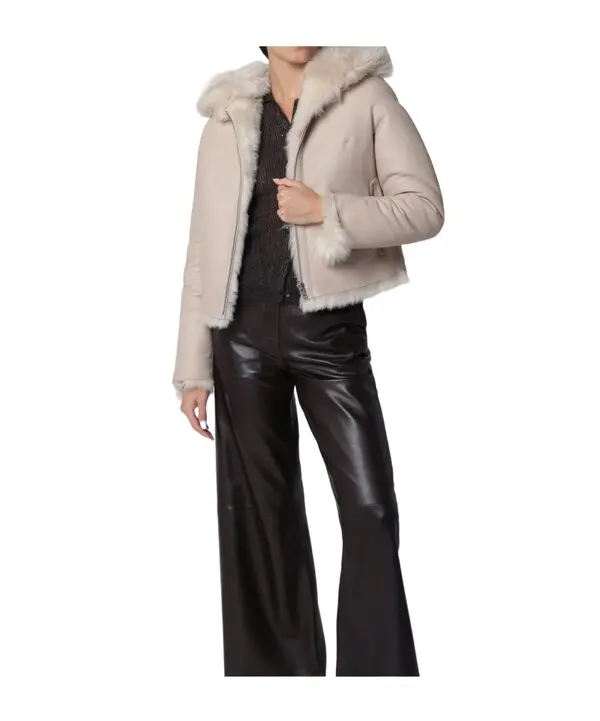 ARMA Reversible Leather And Shearling Zipper Jacket - Alabaster
