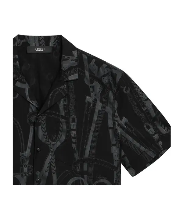 Gucci Equestrian Print Bowling Shirt