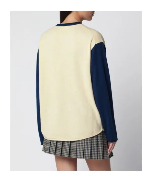 Guest In Residence Color-block Crew Neck Sweater - Butter/ Navy