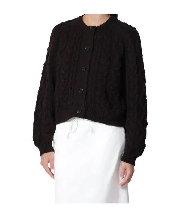 LISA YANG Cable-knit Cashmere Cardigan - Dark Oak