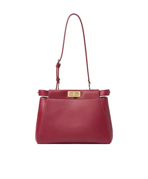Fendi My Peekaboo Small Dark Leather Handbag - Red
