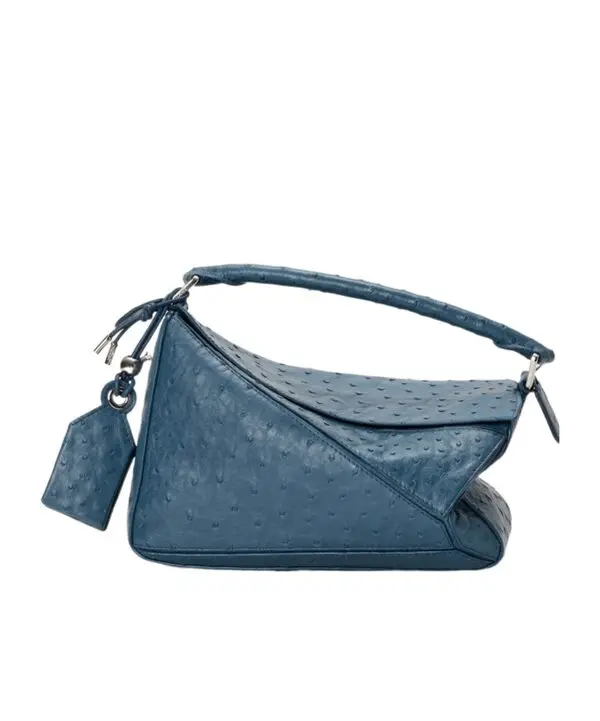 Loewe Petit Sac Featherlight Puzzle En Cuir D'autruche - Blue