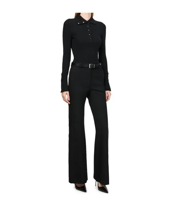 COURREGES Long-sleeved Knitted Polo Shirt