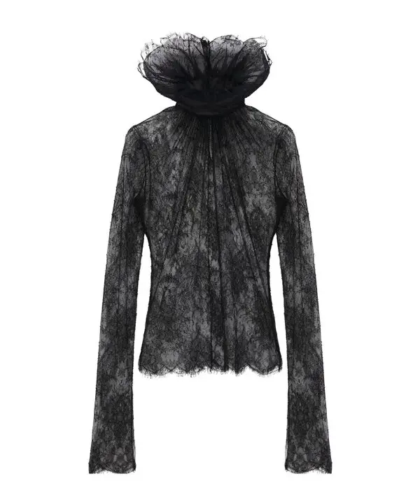 Alexander McQueen Long-sleeved Lace Top - Black