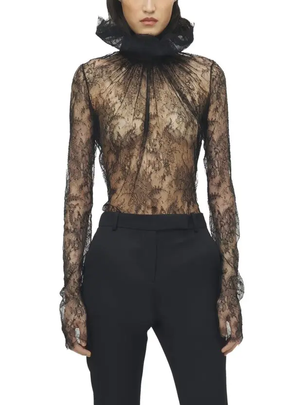 Alexander McQueen Long-sleeved Lace Top