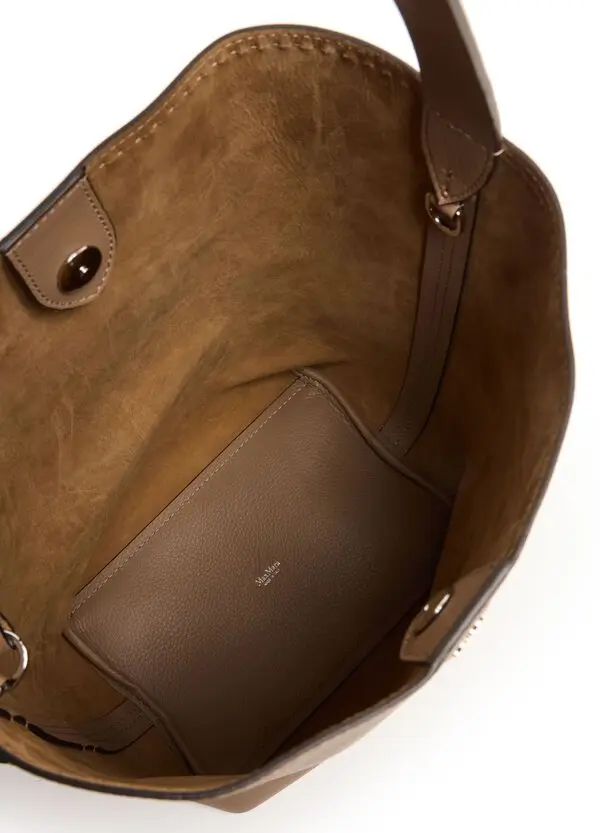 Max Mara Logo Grained Leather Bucket Bag
