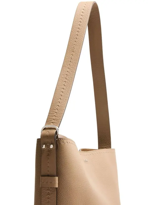 Max Mara Logo Grained Leather Bucket Bag