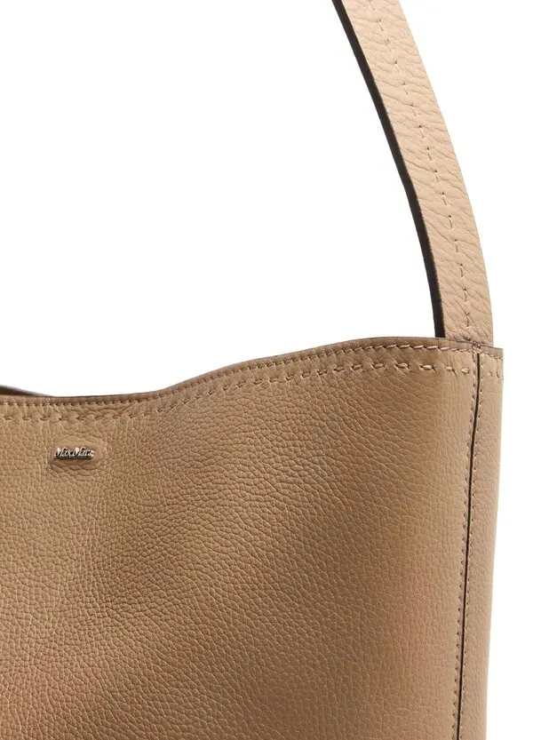 Max Mara Logo Grained Leather Bucket Bag