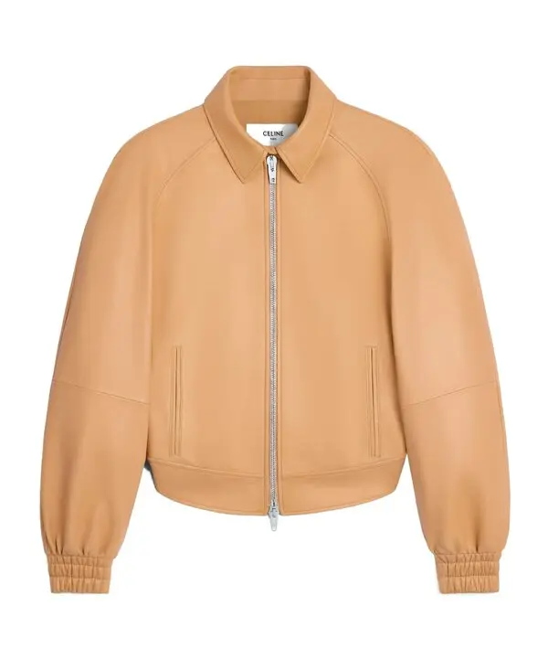Celine Jacket In Plongé Lambskin - Eggshell