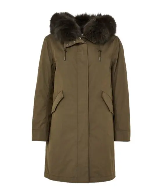 YVES SALOMON Long-sleeved Down Jacket With Fur Trim