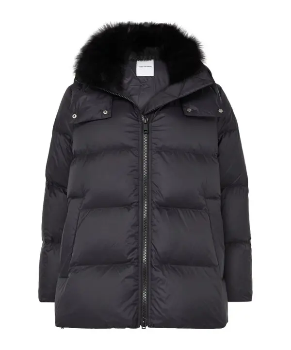 YVES SALOMON Hooded Puffer Jacket With Fox Fur Collar