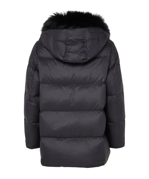 YVES SALOMON Hooded Puffer Jacket With Fox Fur Collar