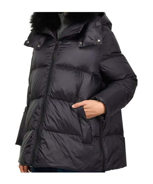 YVES SALOMON Hooded Puffer Jacket With Fox Fur Collar